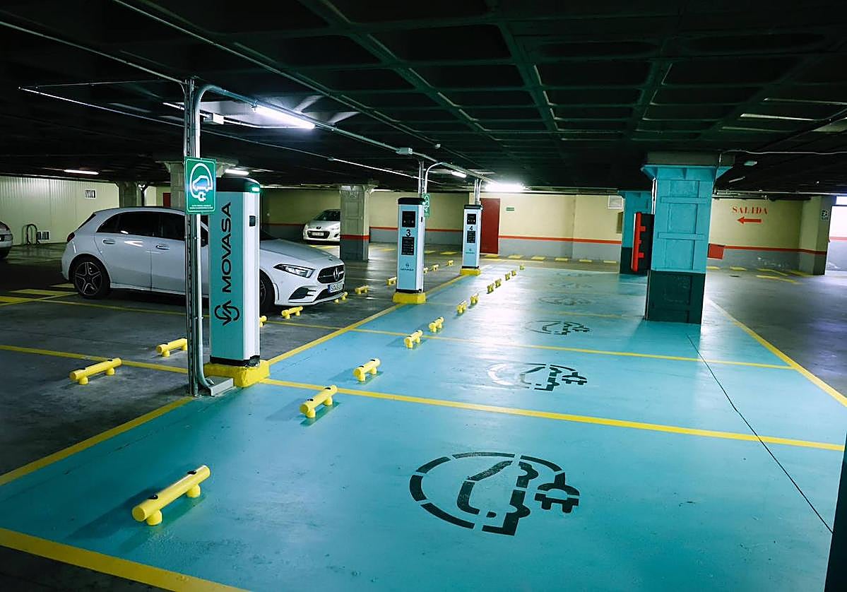 El aparcamiento de la Plaza Mayor estrena ocho puntos de recarga de vehículos eléctricos | El ...